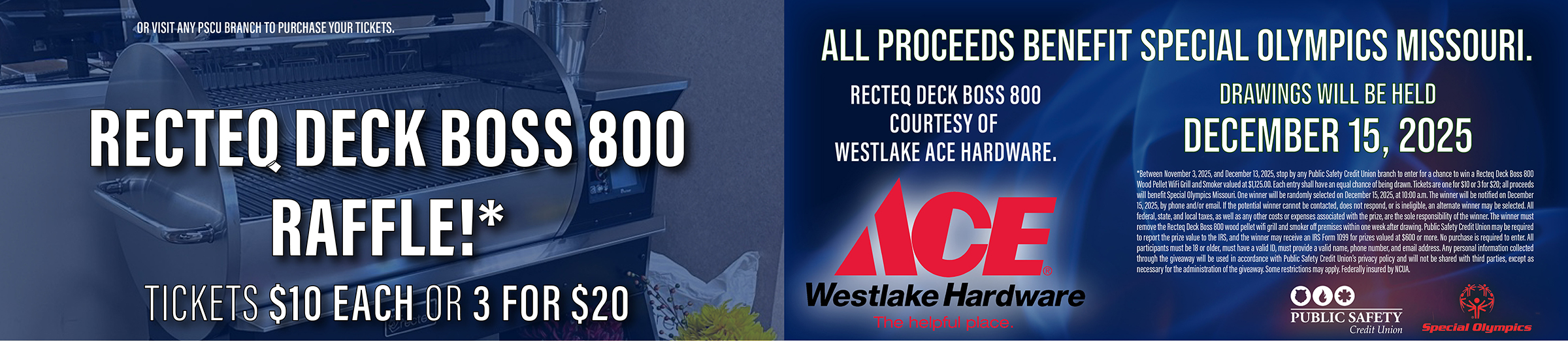 Recteq Deck Boss 800 raffle - Public Safety Credit Union